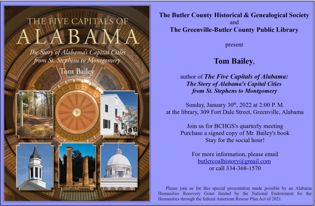 Grantee Event: The Five Capitals of Alabama - Alabama Humanities Alliance